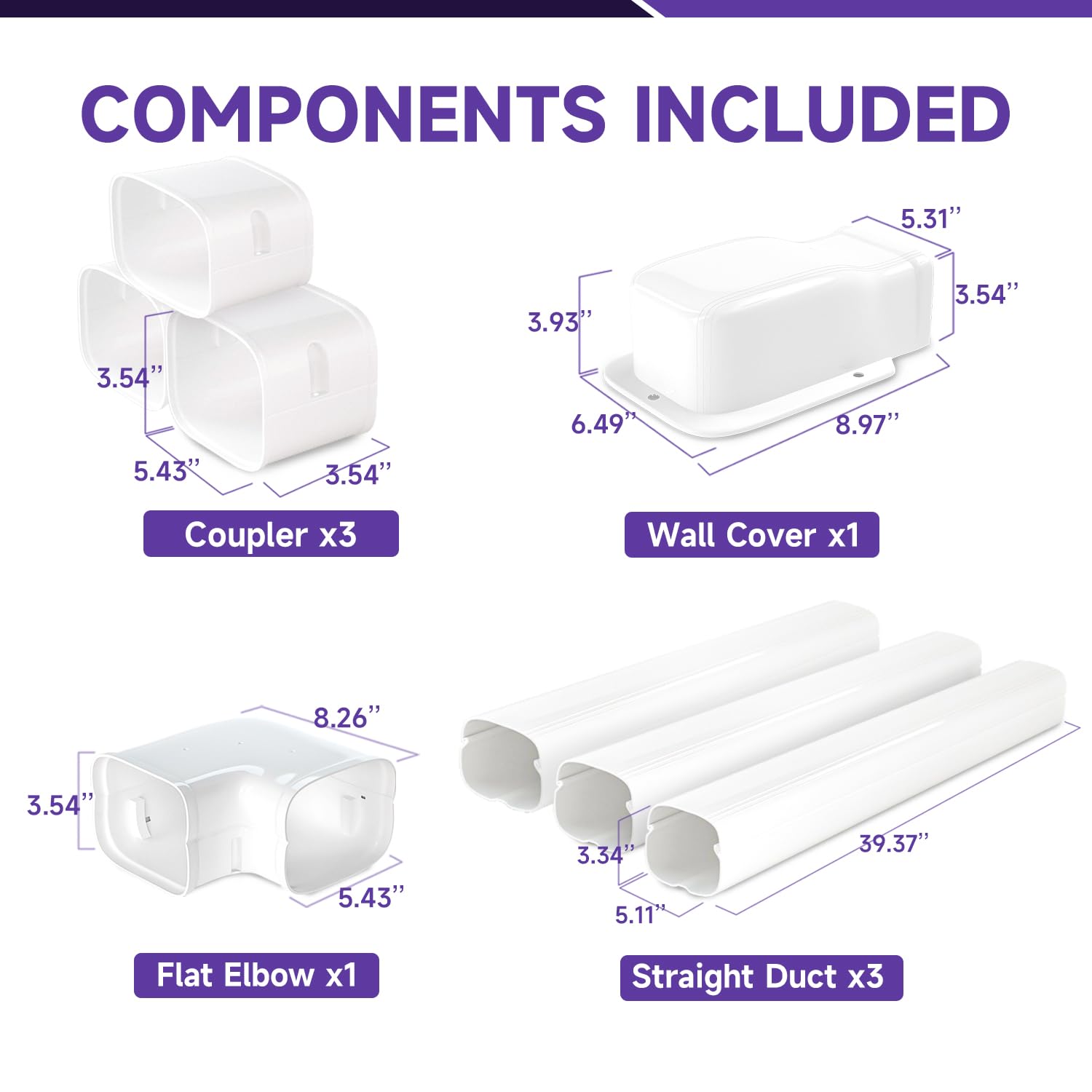 Cestluck 5'' 11 Ft Mini Split Line Set Cover Kit, PVC Decorative Pipe Line Cover Kit for Mini Split Air Conditioner, Central AC and Heat Pumps