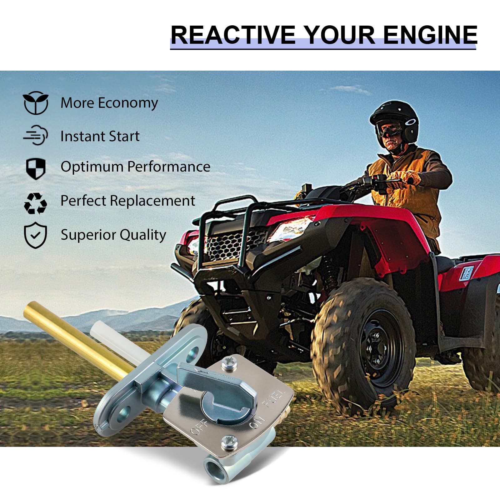 MOTOALL Tank Switch Gas Valve Fuel Petcock w/Gasket for Yamaha Bear 250 400 Shut Off Valve for Yamaha Bear Tracker 250 Bruin 250 Timberwolf ATV