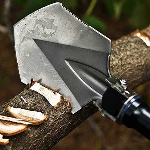 FiveJoy Survival Shovel Multitool (C1) - Portable Collapsible Tactical Tool - Entrenching Backpack Equipment for Hiking Camping Emergency Car - Gifts for Men Dad Husband