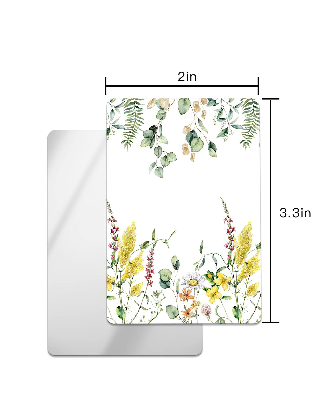 Carosoffe Flower Eucalyptus Leaves Small Compact Mirror for Purse, Daisy Spring Botanical Wildflowers Travel Makeup Mirror for Women Men, Rectangular Handheld Compact Pocket Mirror 2 PCS