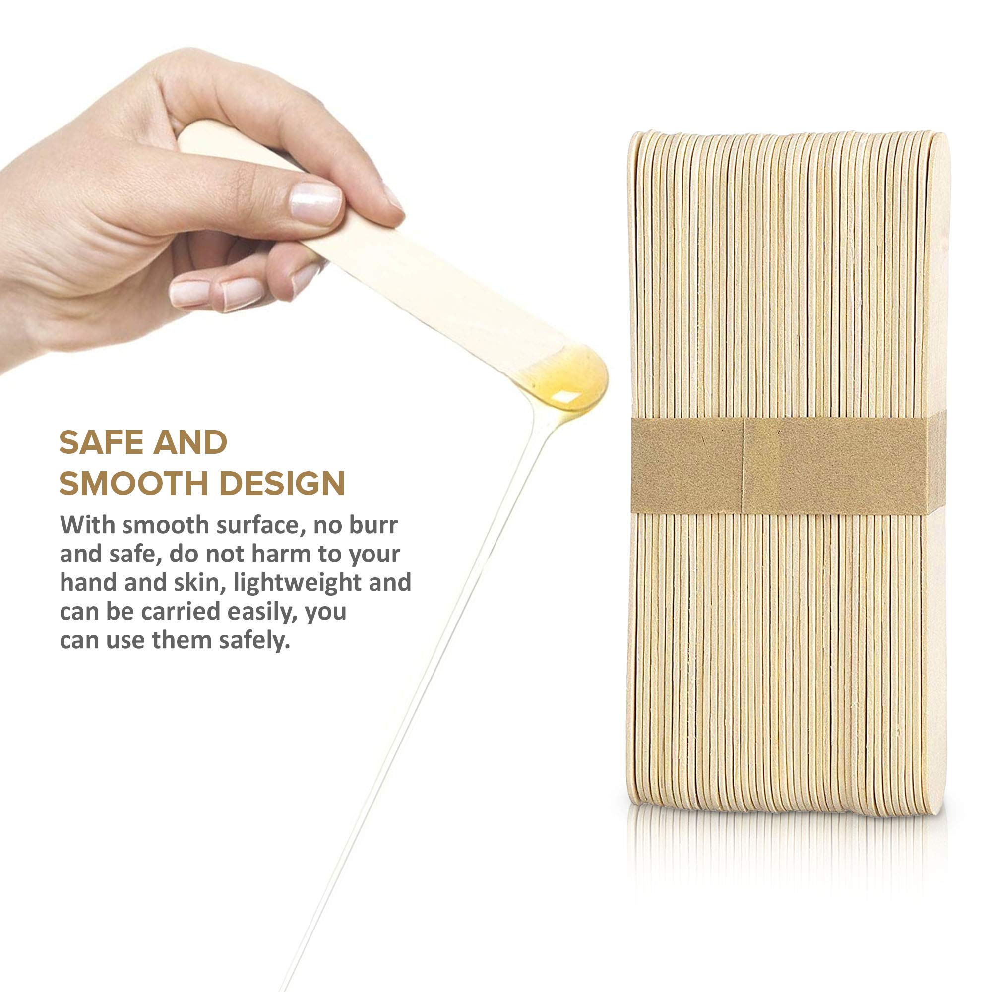 Rayson Wax Sticks 100 Pieces Large Wood Waxing Craft Sticks Spatulas Applicators for Hair Removal Eyebrow and Body