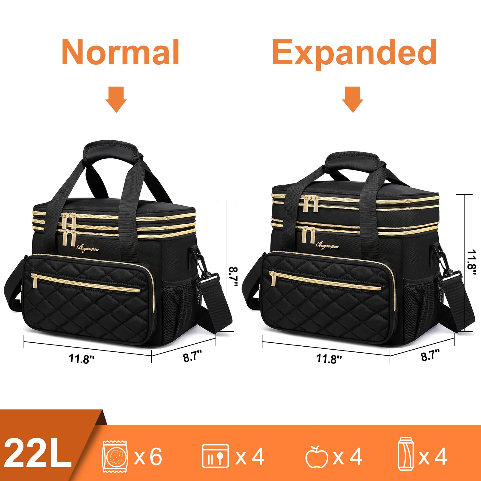 Expandable Insulated Lunch Bag Women,Girls Extra Large Lunch Box Leakproof Lunch Tote Reusable Cooler Bag for Adult Work Picnic Hiking Beach
