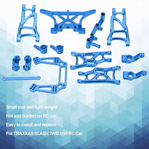RC Front Rear Suspension Arm Kit, 1/10 RC Aluminum Alloy Parts Kit Compatible for TRAXXAS Slash 2WD 1/10 RC Car(Blue)