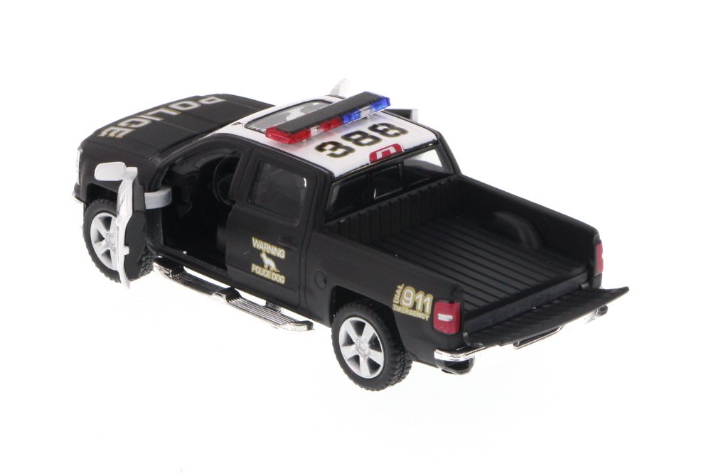 KiNSMART 2014 Chevrolet Silverado LTZ Crew Cab 4x4 1:46 Scale 5 Inch Diecast Metal Model Pick-up Interceptor Truck Police K9 Unit