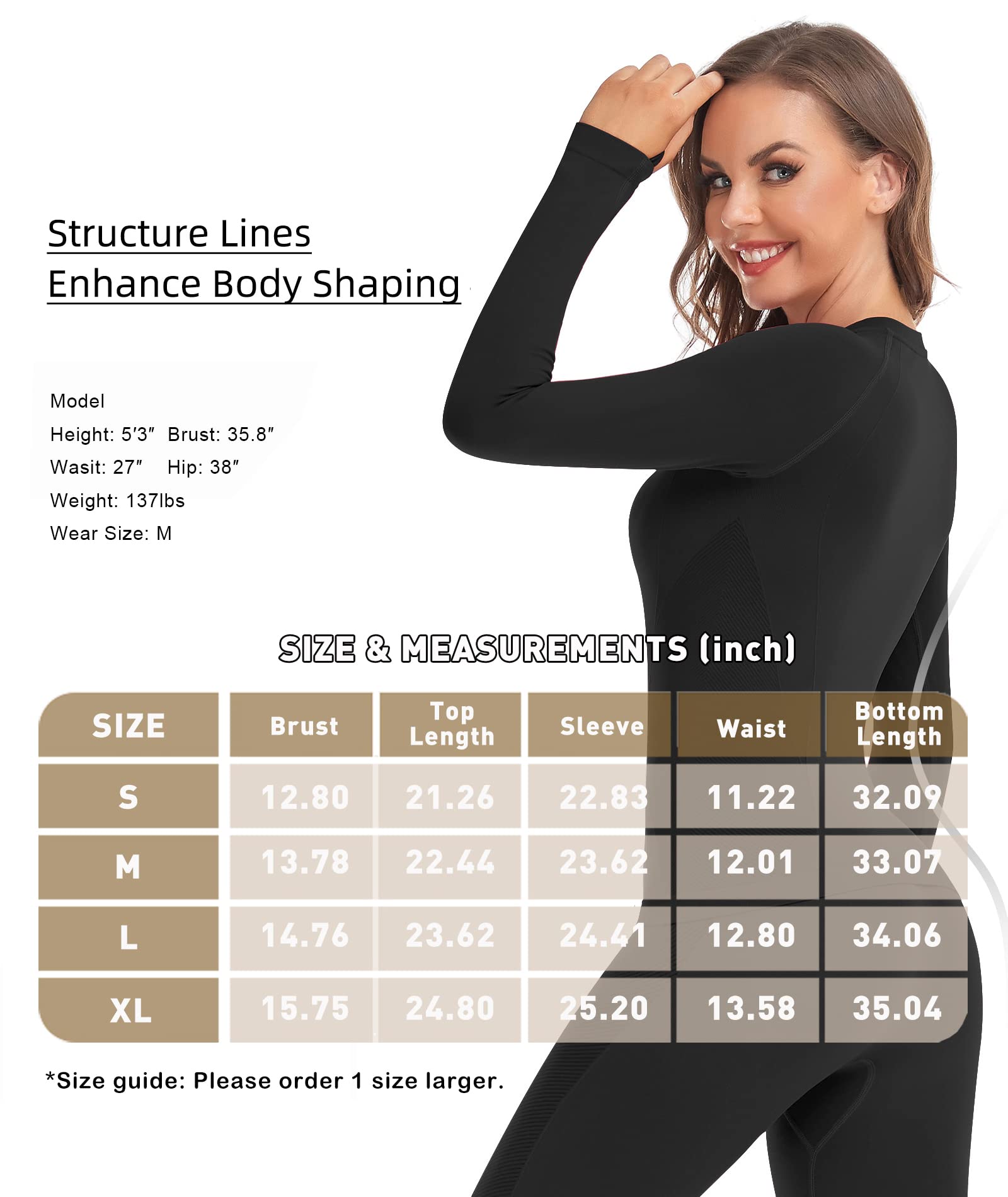 BENEUDNER Thermal Underwear for Women Long Johns Fleece Lined Base Layer Suitable for -25 degrees Cold Weather Black Medium