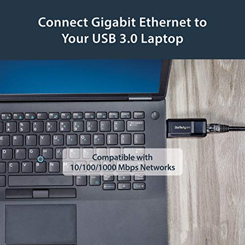 StarTech.com USB 3.0 to Gigabit Ethernet NIC Network Adapter - 10/100/100 Mbps Network Adapter - USB to Ethernet LAN Adapter - USB to RJ45 (USB31000NDS)