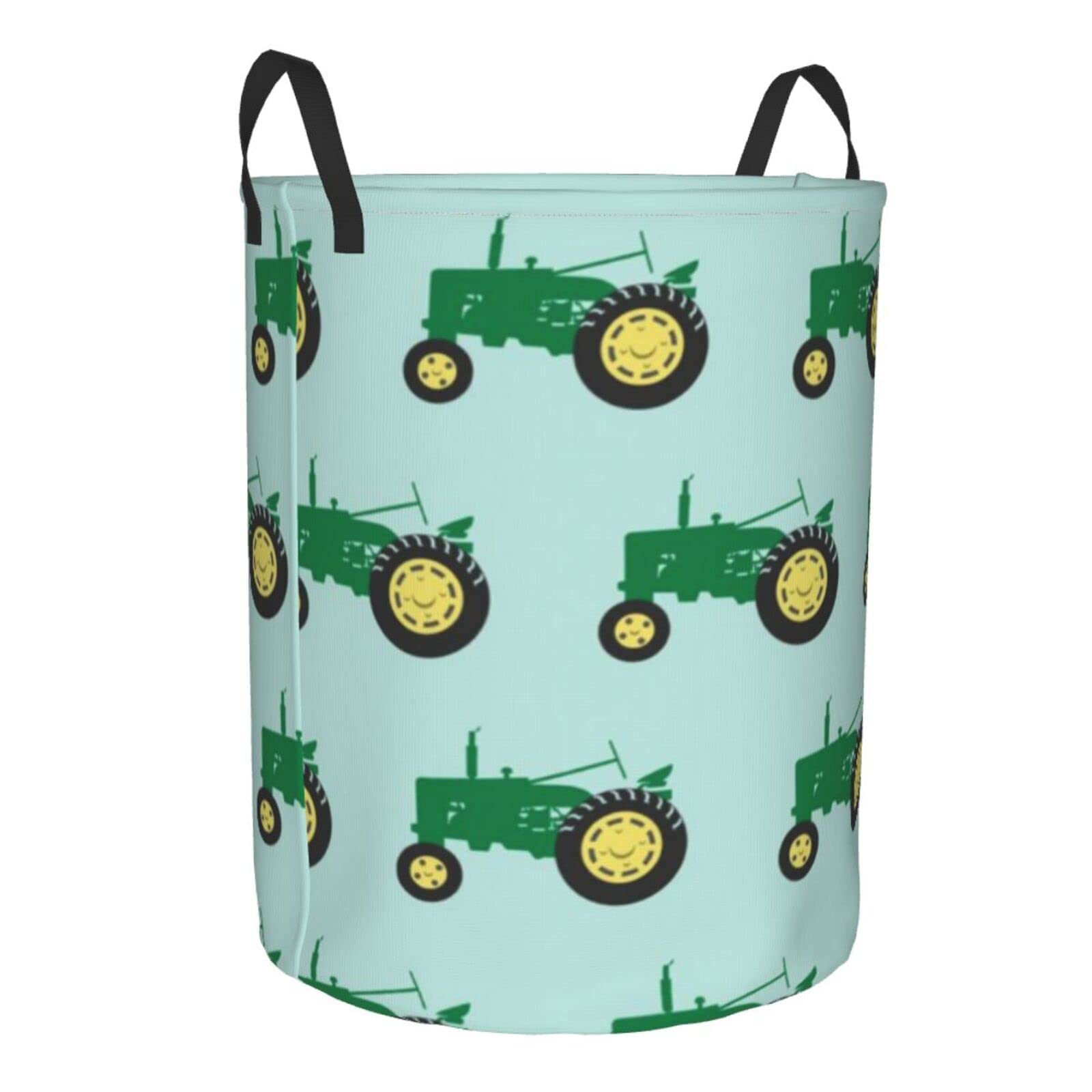 Laundry Basket Blue Green Tractor Collapsible Laundry Hamper Lightweight Storage Bin for Bedroom Bathroom Toys Organizer Nursery Medium