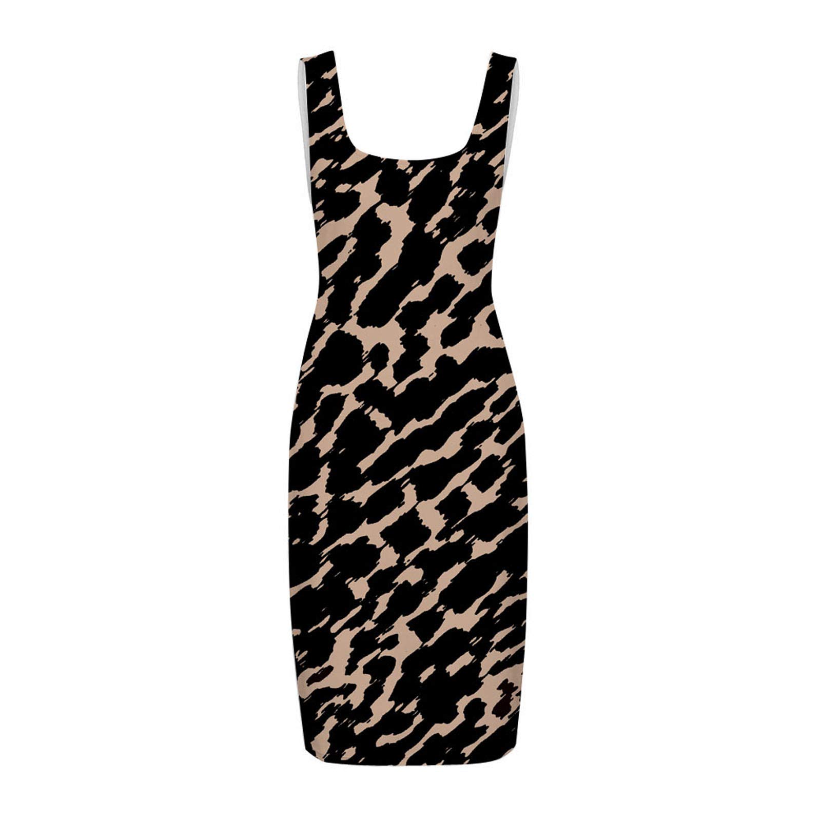 Padaleks Women's Summer Sexy Basic Sleeveless Tank Top Bodycon Dress Party Club Mini Dresses Knee Length