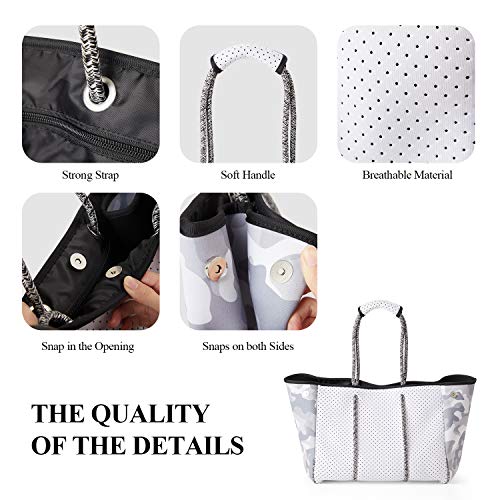 Large Neoprene ,Waterproof Shoulder ,Multipurpose beach bag Tote for Travel Beach Gym Swimming(L,White)