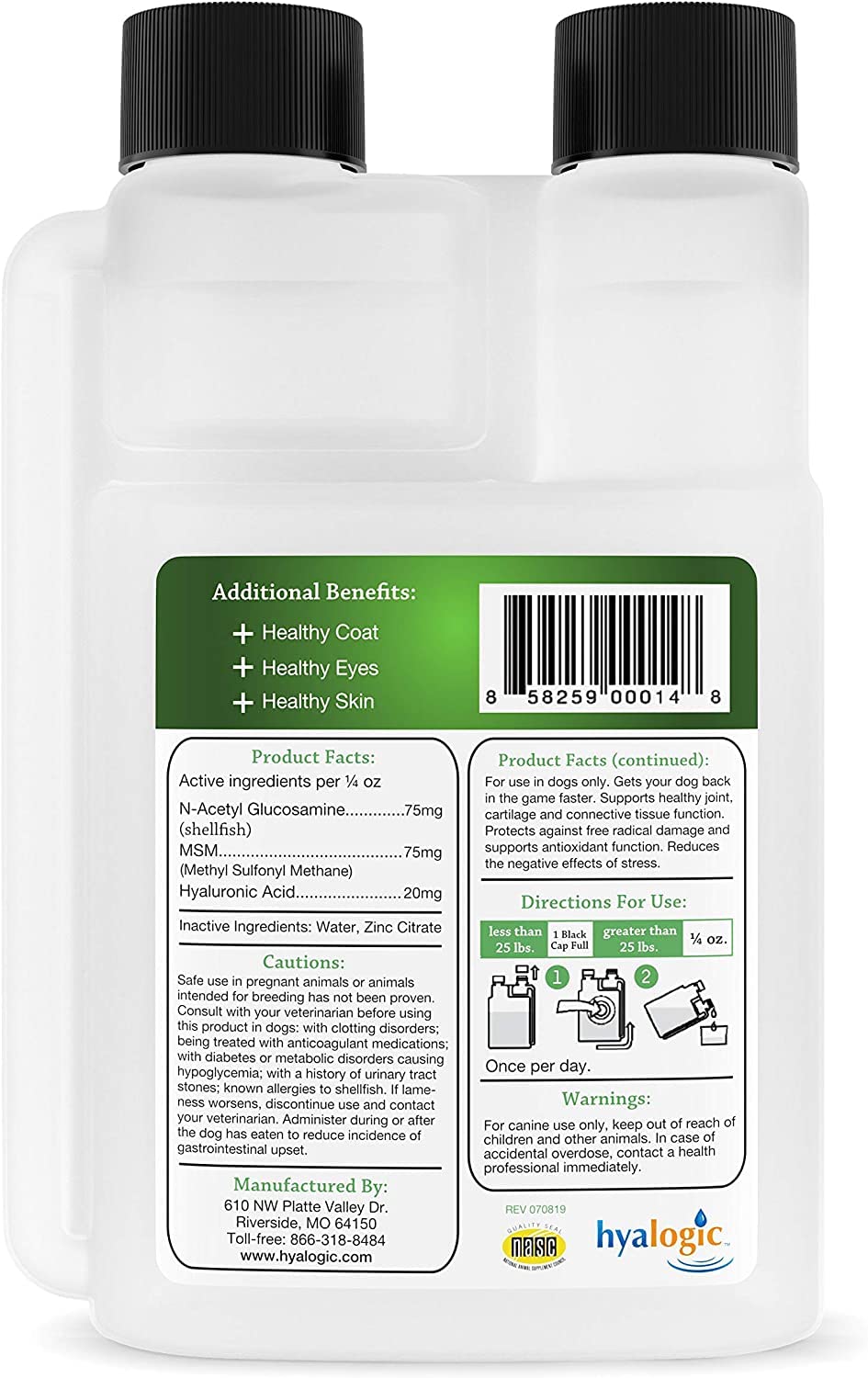 Hyalogic HyaFlex Pro Complete Dog Joint Supplement and Coat Conditioning Spray 4oz for Dogs, Cats, Pets with Hyaluronic Acid HA and Biotin
