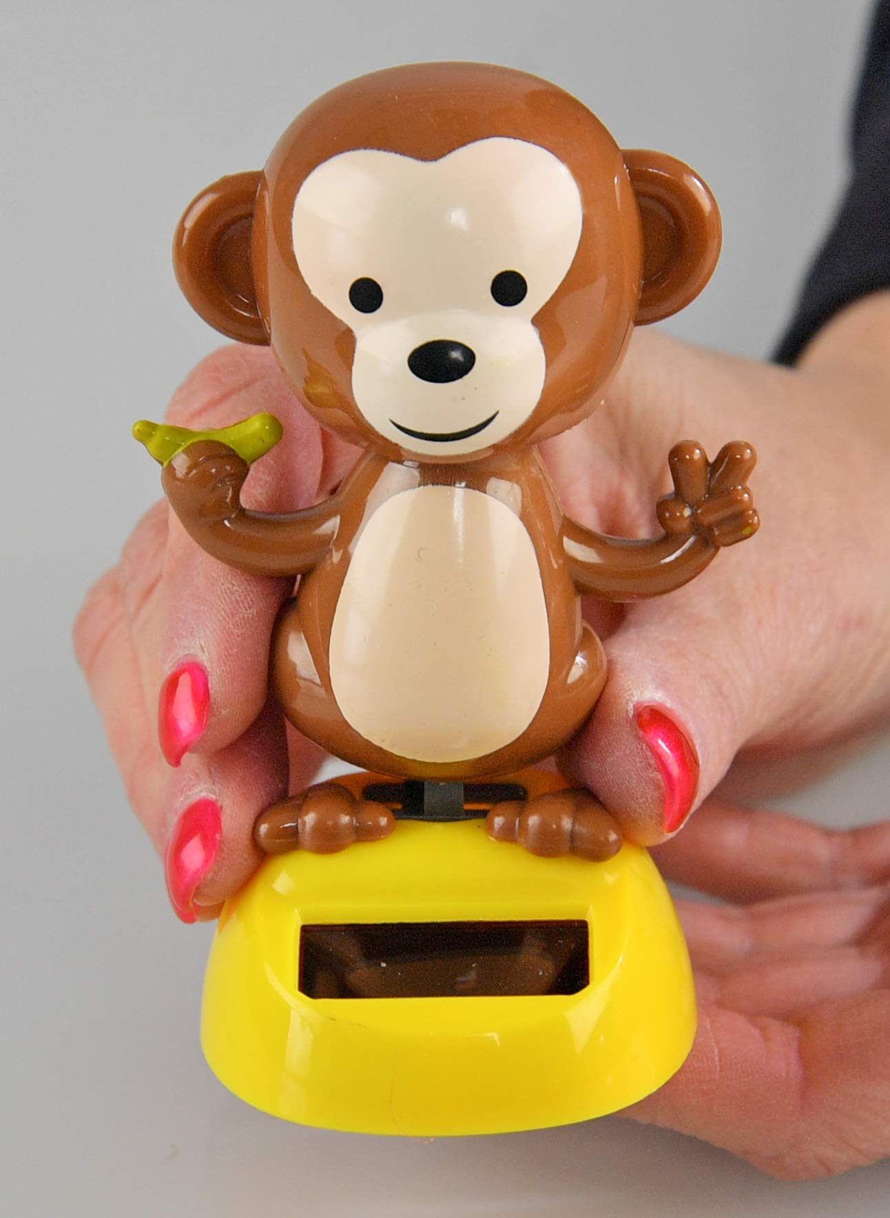 Home-X Solar-Power Dancing Monkey Figure, Office Décor, 3 3/4” Tall