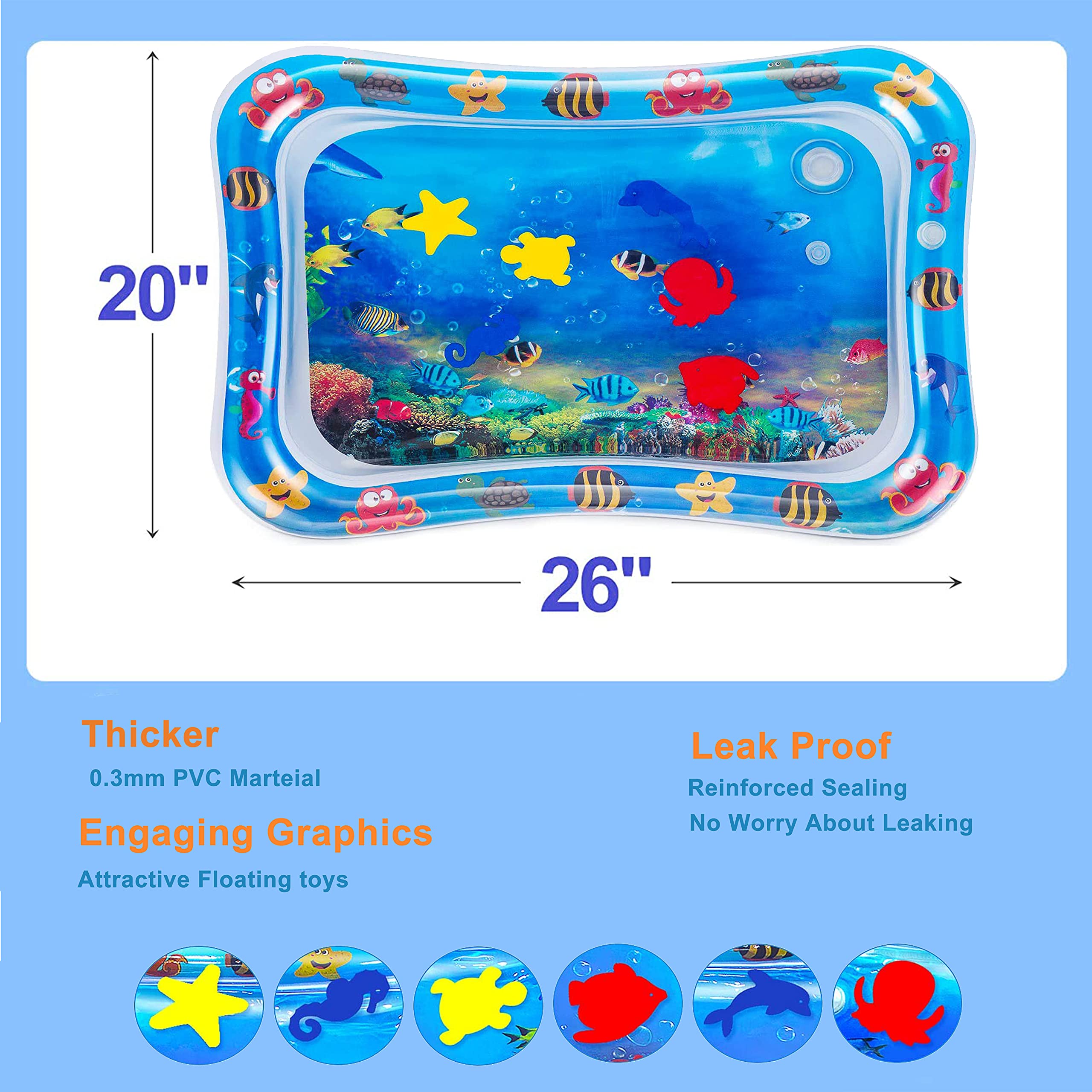 BAIVYLE Inflatable Tummy Time Water Mat for Babies,Great Gift Idea for Newborns, Baby Toys for 3 6 9 Months Girls and Boys Sensory Development