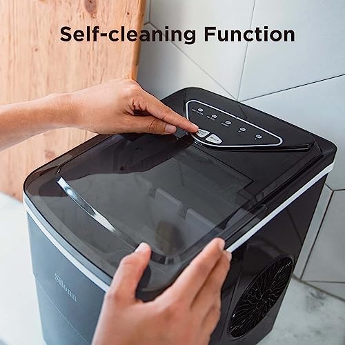 Countertop Ice Maker Machine - Silonn 9 Cubes Ready in 6 Mins, 26lbs in 24Hrs, Self-Cleaning Ice Machine with Ice Scoop and Basket