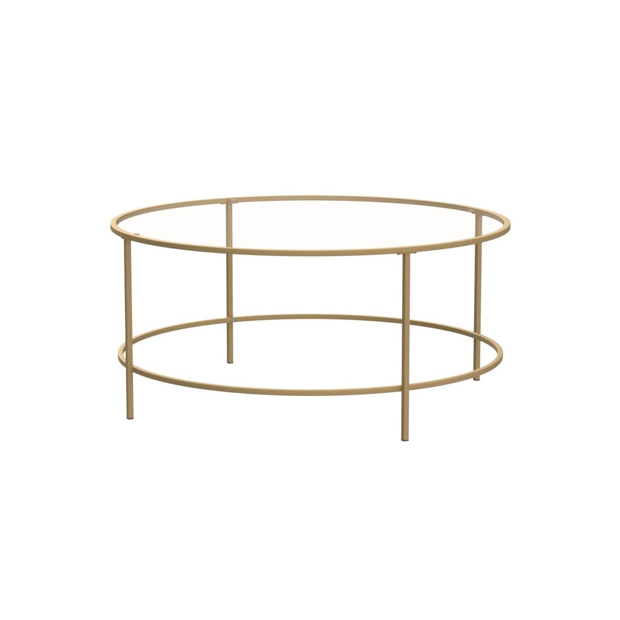Sauder 417830 Int Lux Coffee Table Round, Glass / Gold Finish