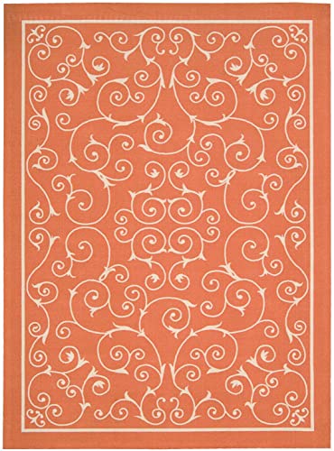 Nourison Home & Garden Indoor/Outdoor Orange 5'3" x 7'5" Area -Rug, Easy -Cleaning, Non Shedding, Bed Room, Living Room, Dining Room, Kitchen, Backyard, Deck, Patio (5x7)