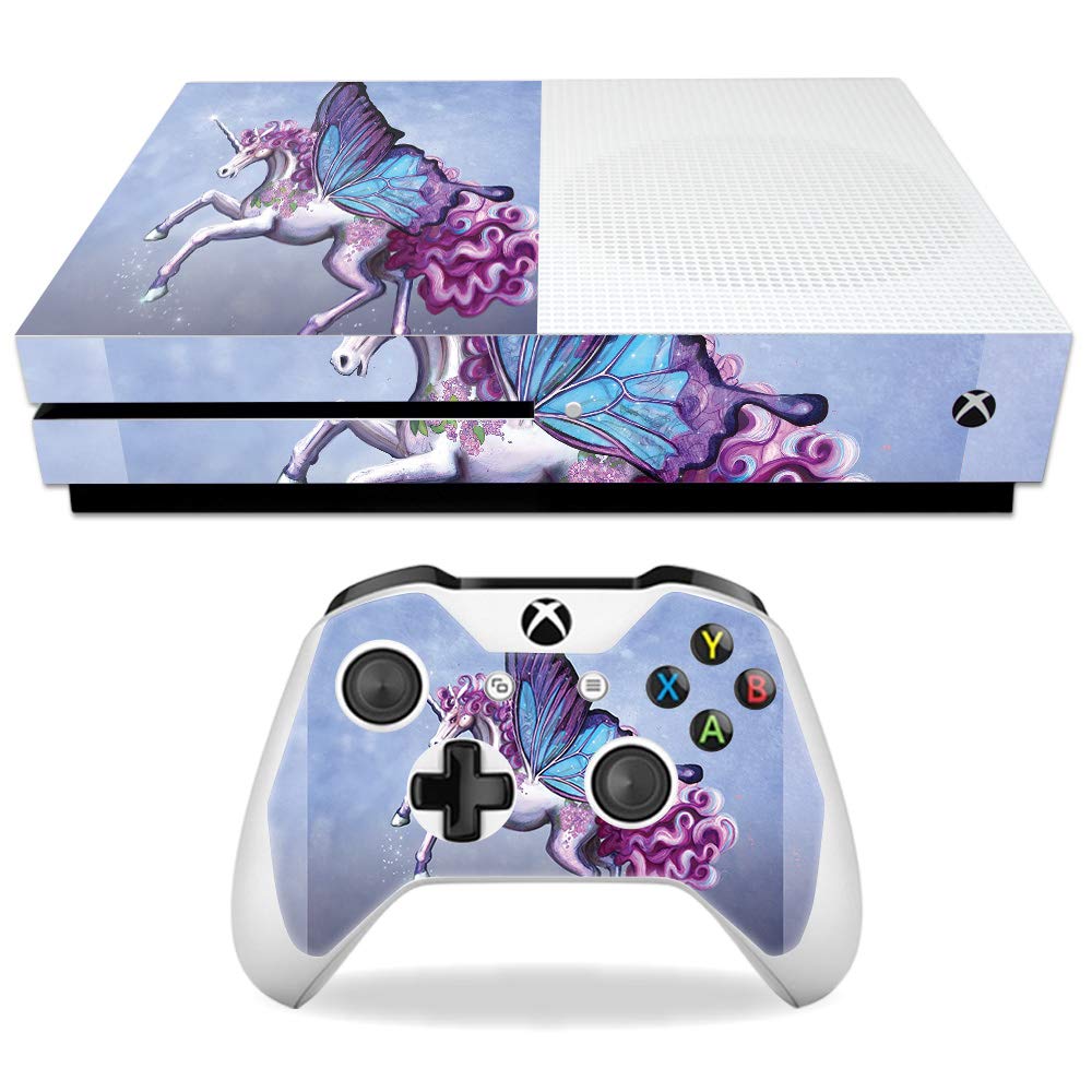 MightySkins Skin Compatible with Microsoft Xbox One S - Lilac Unicorn | Protective, Durable, and Unique Vinyl Decal wrap Cover | Easy to Apply, Remove, and Change Styles | Made in The USA
