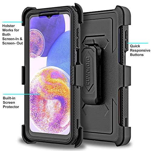 Covrware for Samsung Galaxy A23 5G / A23 (4G) Aegis Series case, Full-Body Rugged Dual-Layer Shockproof Protective Swivel Belt-Clip Holster Cover with Built-in Screen Protector, Kickstand, Black