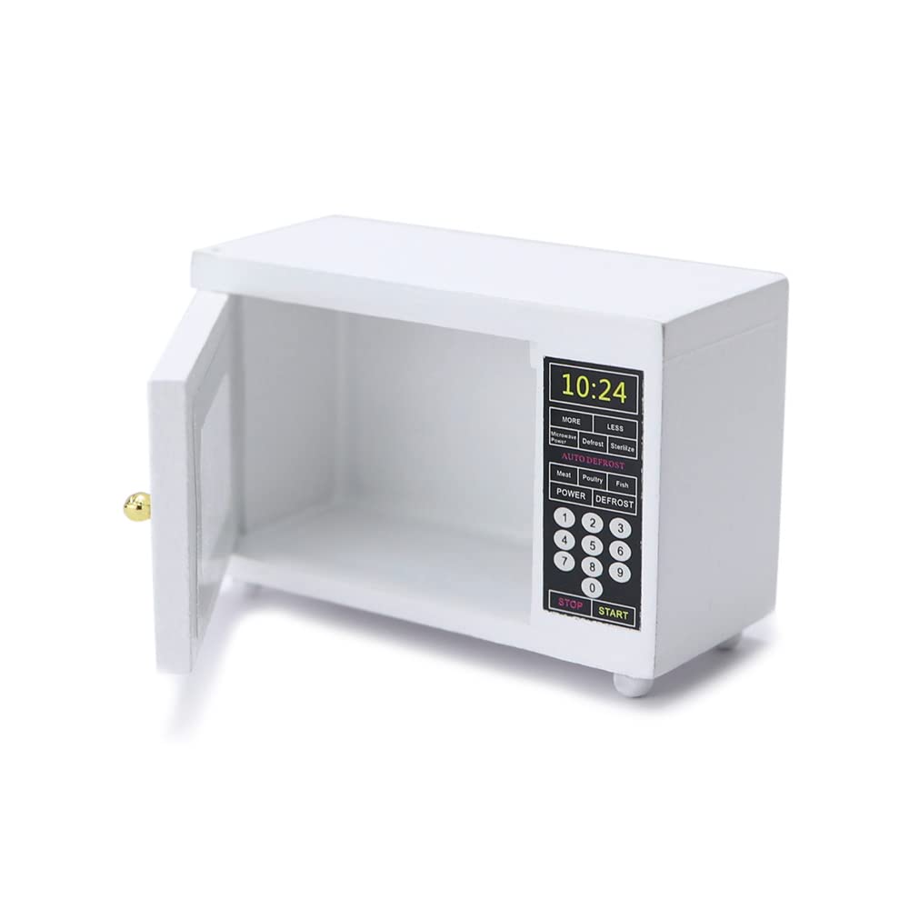 Miniature Microwave Dollhouse Accessories Oven Mini Kitchen Furniture Appliance 1:12 Mini House Decoration Model Decor High Simulation Accessories Ornaments (White)
