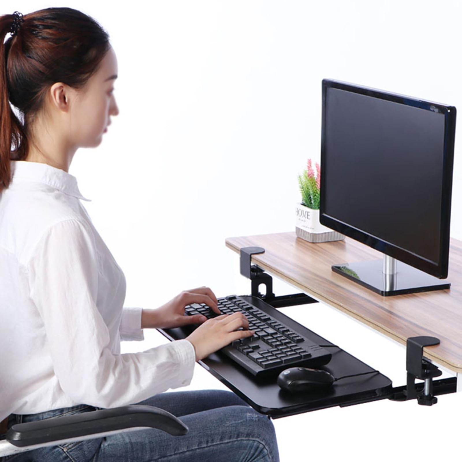 BBAUER Desk Keyboard Tray, Keyboard Tray Under Desk, Ergonomic Keyboard Tray, for Support Keyboard and Mouses, for Home or Office