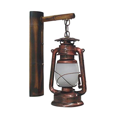 Outdoor Lights Retro Loft Vintage Barn Lantern Bamboo Wall Lamps Milky Frost Glass Lampshade Metal Rustic Matty Lights Kerosene Burner Lighting for Home,Garden,Yard,Decorations