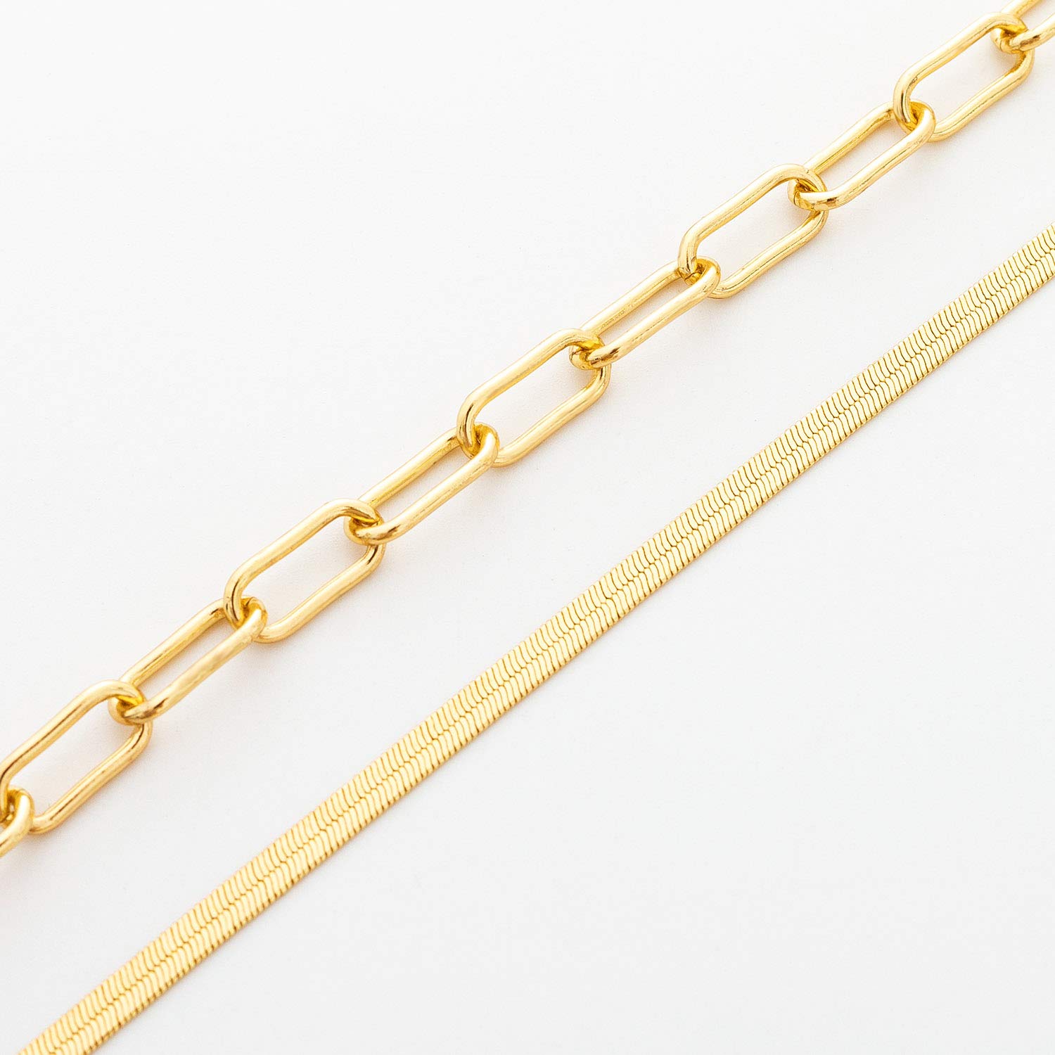 BaubleStar Link Layered Collar Necklace Gold Layering Paperclip Chain Herringbone Snake Choker Statement Fashion Jewelry for Women