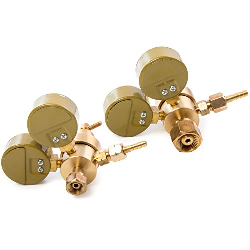 Biltek Dual Gauge Oxygen & Acetylene Solid Brass Regulator for Welding Victor Gas Torch Cutting - CGA540 and CGA200 Rear Mount Fitting