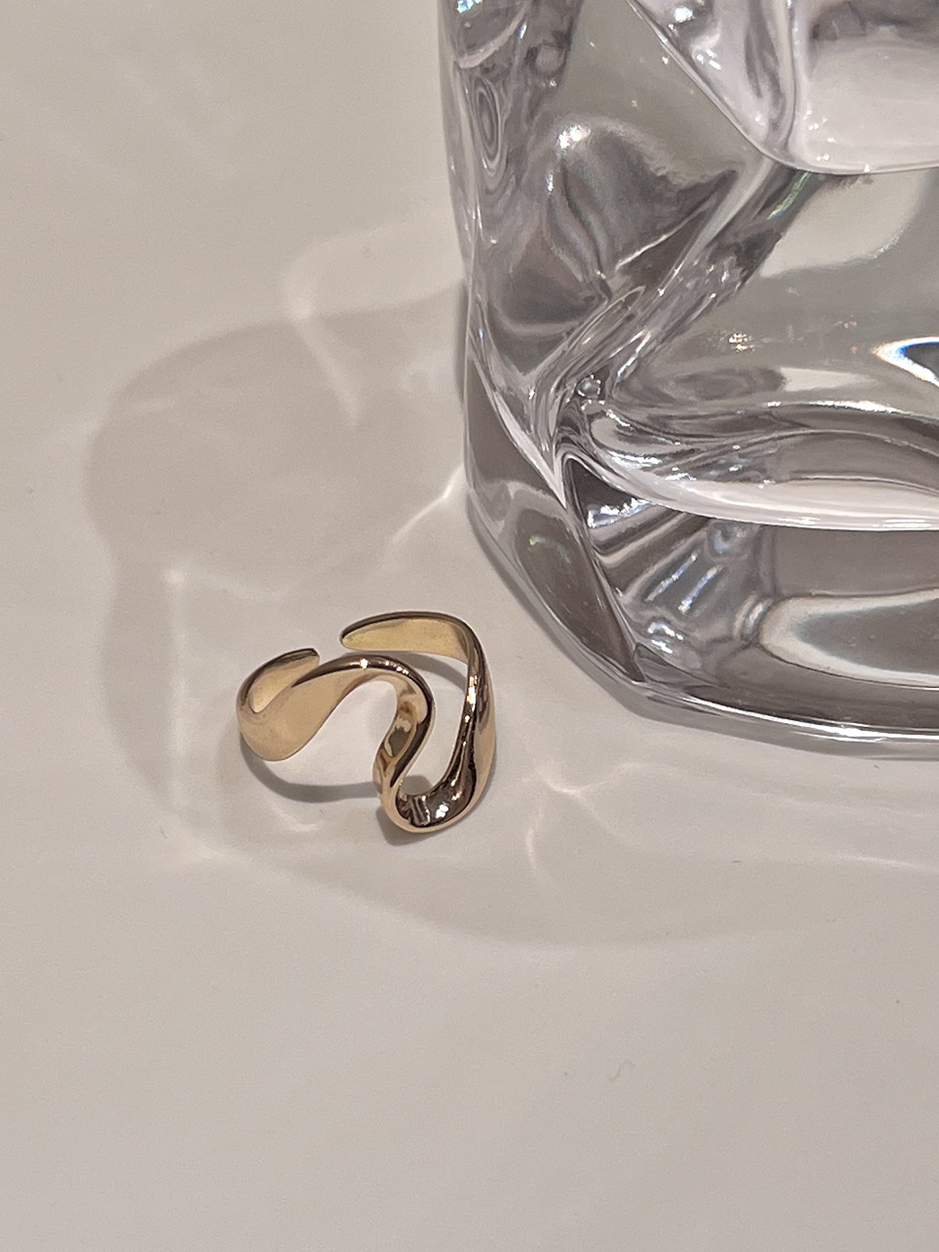 BLESSAIA Geometric open Rings - 18k Gold plated Adjustable Ring Vintage Irregular Gold Silver Geometric ring for Women and girls (GOLD)