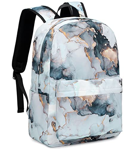JIANYA Backpack for Teen Girls Boys School Backpack with Lunch Box Marble Kids Book Bag Schoolbag