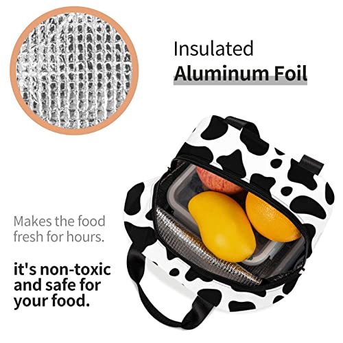 Cow Print Lunch Bag For Adults Insulated Lunch Box Cute Pattern Printed Reusable Lunch Tote For Study Work Picnic