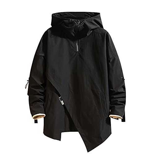 GURUNVANI Men’s Hooded Windbreaker Jacket Zip Up Patchwork Hoodie Anorak