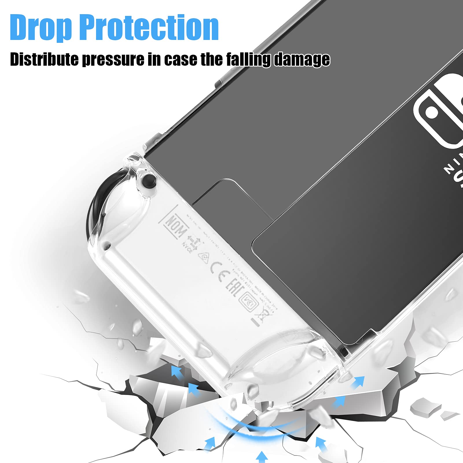 Bestico Case for Nintendo Switch OLED Model Dockable Clear Protective Case Cover for Switch OLED Model Console and Joy Con, PC Hard Shell Accessories Protector Anti-Shock & Anti-Fall