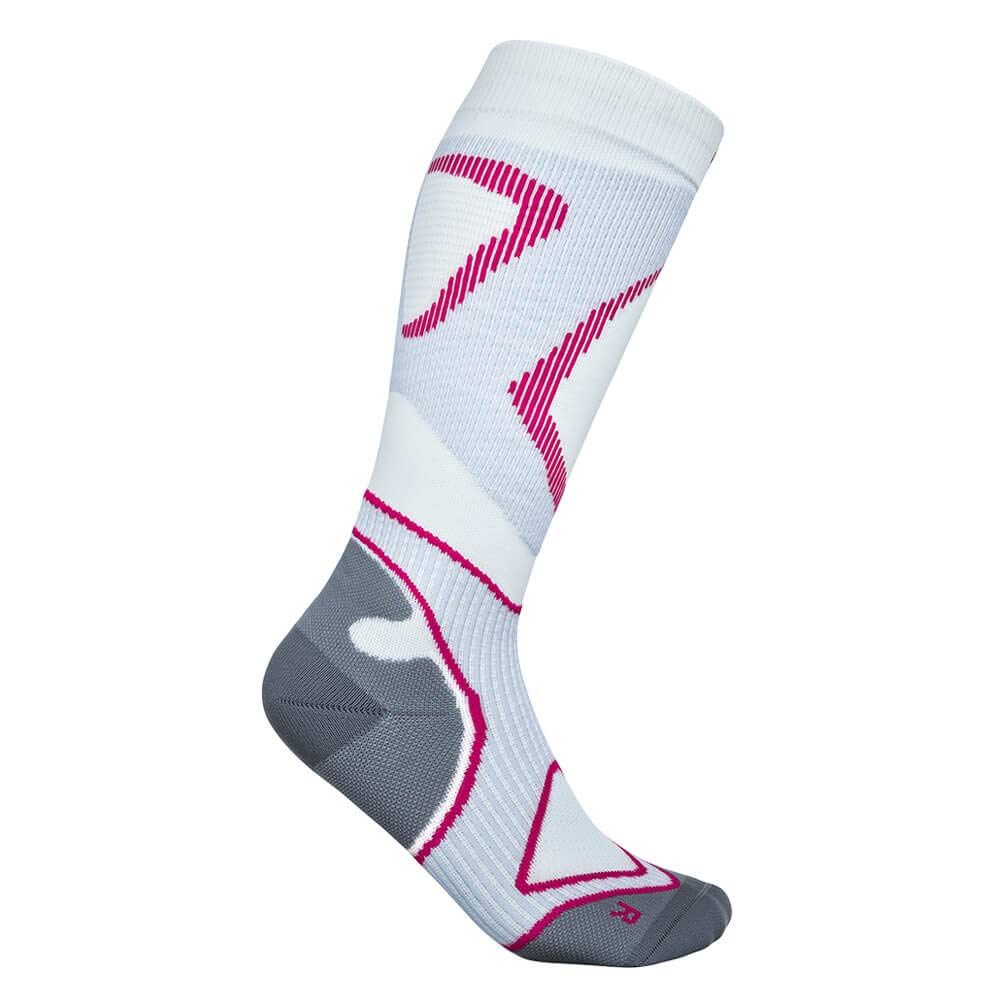 Bauerfeind Run Performance Compression Socks - Targeted Compression Zones - Increased Ankle Stability - Heel and Sole Relief for Running, Jogging, Walking & Sports (Women, White, 9.5-11, L)
