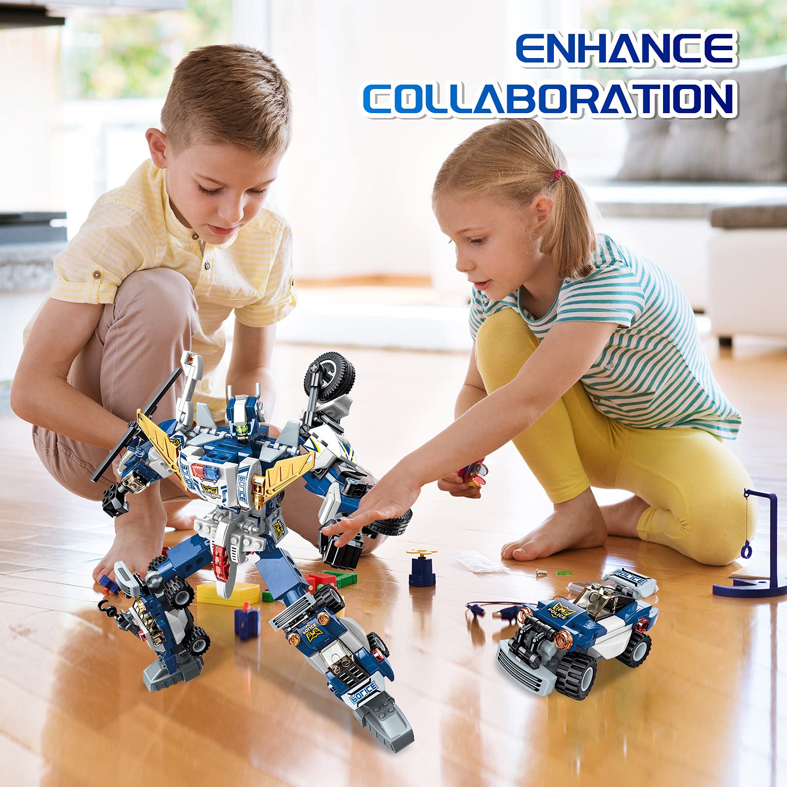 MIUJY Educiro STEM Robot Building Toys, 453 PCS Construction Toys 6-in-1 STEM Toys for 6 Year Old Boys Creative Building Bricks Engineering Vehicles Blocks Kit for Kids Age 6 7 8 9 10 11 Year Old