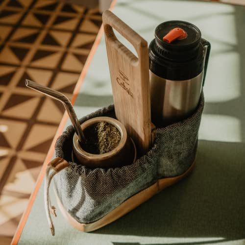 Cebala | Premium yerba mate cup (Mate gourd set) - Uruguayan mate (torpedo mate style)- Includes nickel silver bombilla straw and calabash mate cup