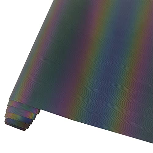 HYANG Dark Night Light Color Change Reactive Iridescent Wave Faux Leather Sheets 1 Rolls 12"X53"(30cmX135cm), Faux Leather Very Suitable for Leather Earrings, Bows, Handbag,Sewing,Crafts Making