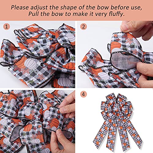 RECUTMS Fall Wreath Bow Halloween Thanksgiving Wreath Bows Holiday Bows for Wreaths Orange Burlap Bow Home Garden Decoration