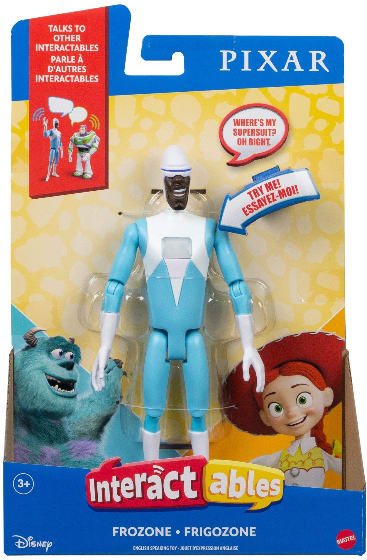 Mattel Pixar Interactables Frozone Talking Action Figure, 8-in Tall Highly Posable Movie Character Toy, Interacts with Other Figures, Kids Gift Ages 3 Years & Older