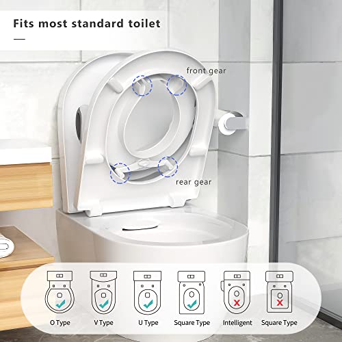 Potty Training Seat with Step Stool for Kids Potty Training Toddler Toilet Seat Attached To Regular Toilet Seat for Boys Girls Bathroom, 2 Cushions and Hook