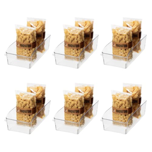 Fridge/Pantry Bin w/Fingergrip Handle (12" x 5.75" x 3.5") Set of 6