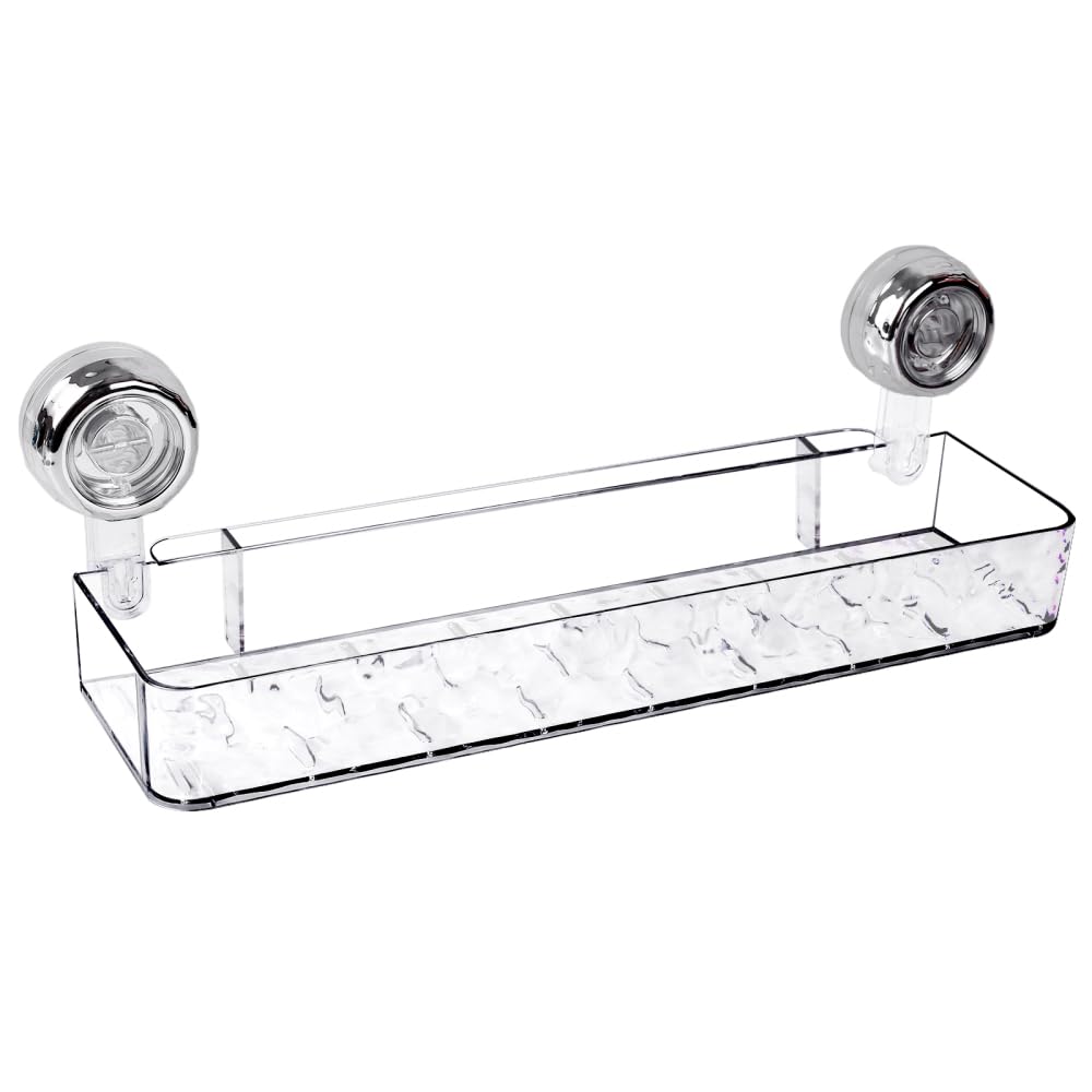 DONGKER No Drill Clear Wall Caddy,Wall Mount Removable Bathroom Storage Rack with Suction Cup for Bathroom Dorm Kitchen