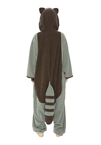 SAZAC Raccoon Kigurumi - Onesie Jumpsuit Halloween Costume Gray