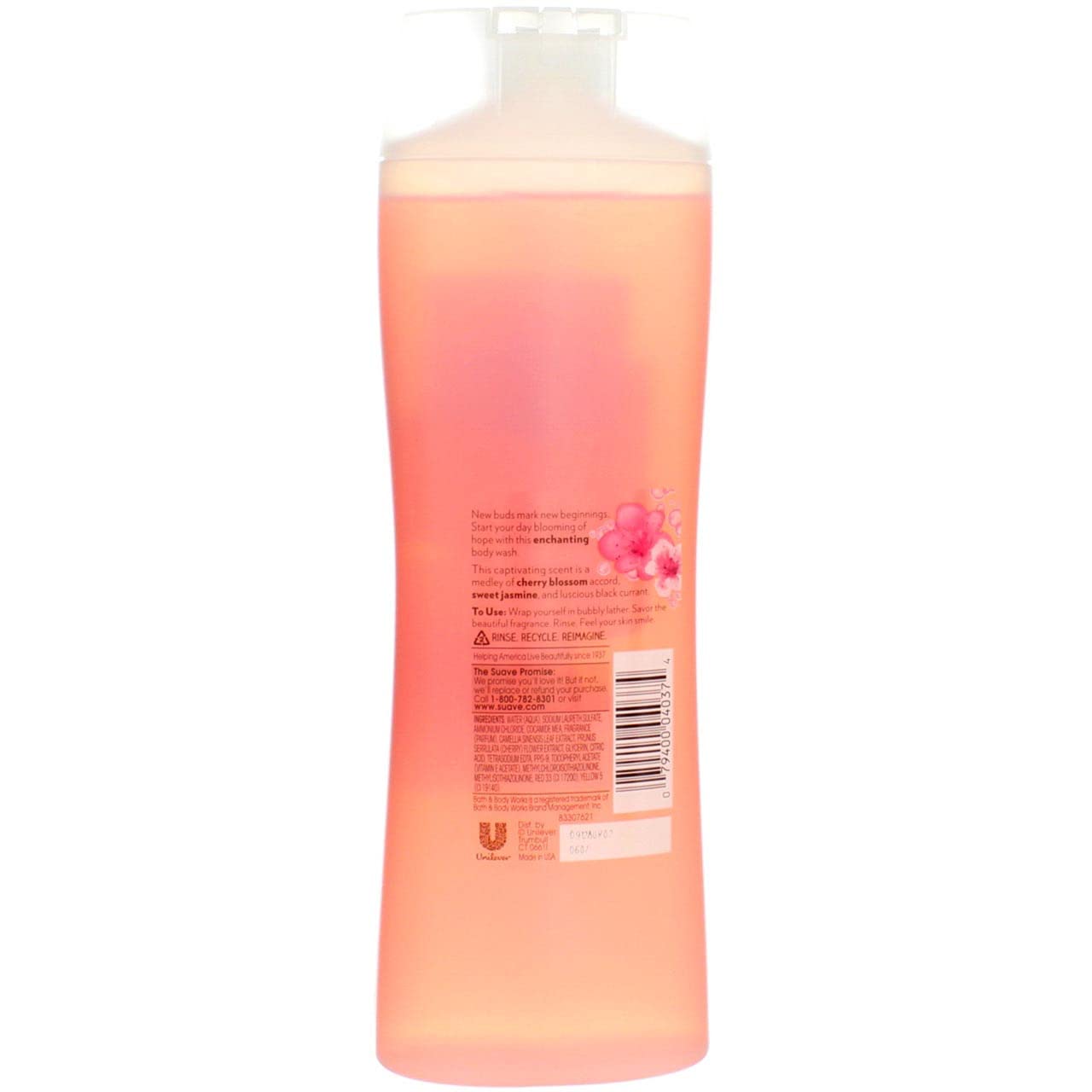 Suave Essentials Body Wash, Wild Cherry Blossom 15 Ounce (Pack of 2)