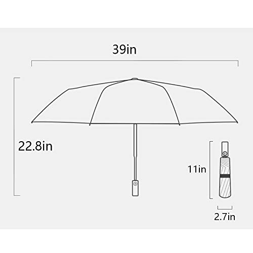 GYY One-Key Automatic Umbrella to Open&Close with Double-Layer(Titanium Silver&Vinyl),8-Bone&3-Fold for Sunny&Rainy (Cream Beige)
