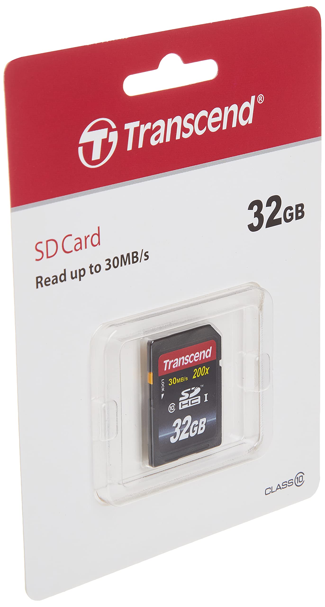 Transcend 32GB SDHC Class 10 Flash Memory Card Up to 30MB/s (TS32GSDHC10), Blue