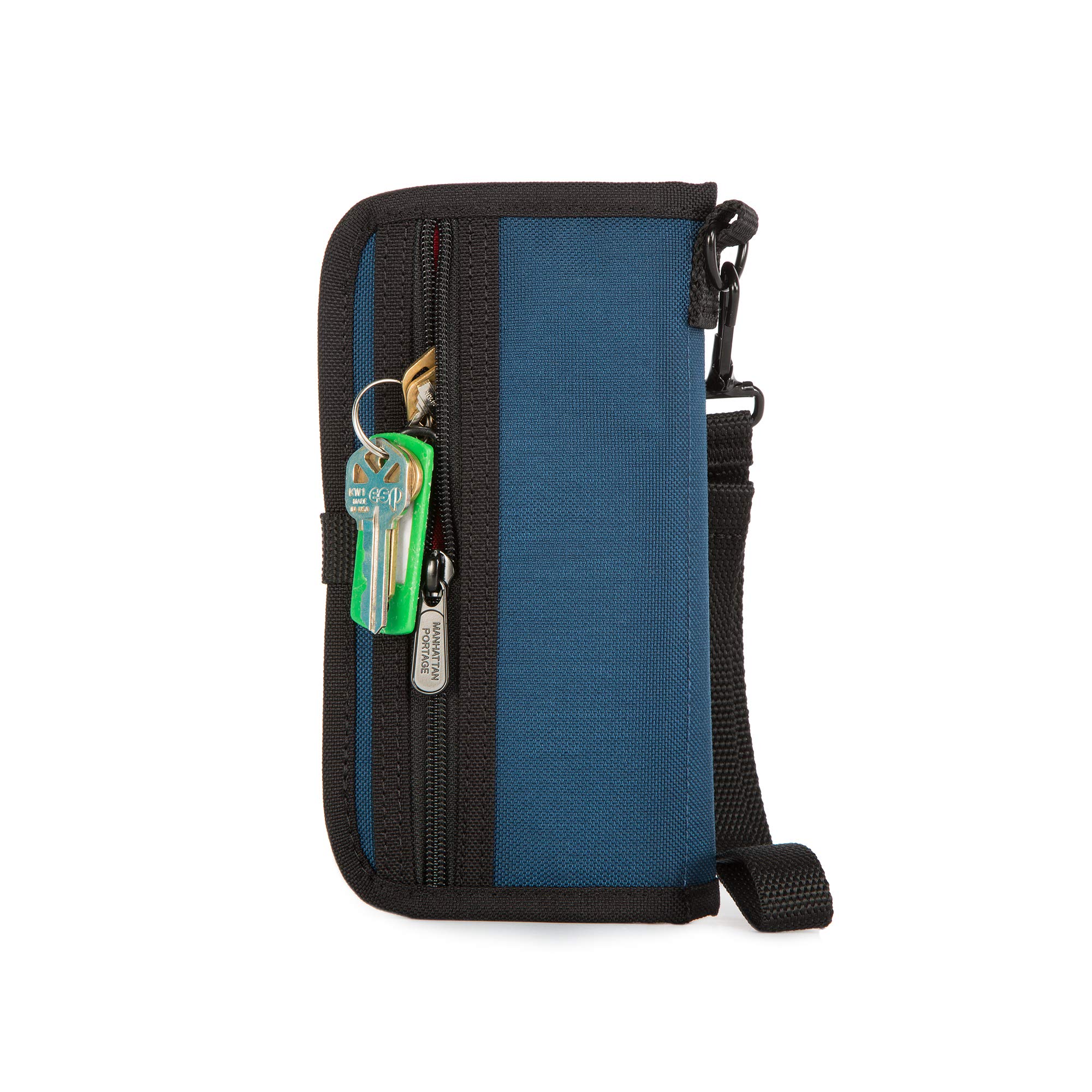 Manhattan Portage Continental Wallet (Navy, Snap closure, zippered compartments, credit cards, ID cards, cash, Thirteen pockets, 1000D)