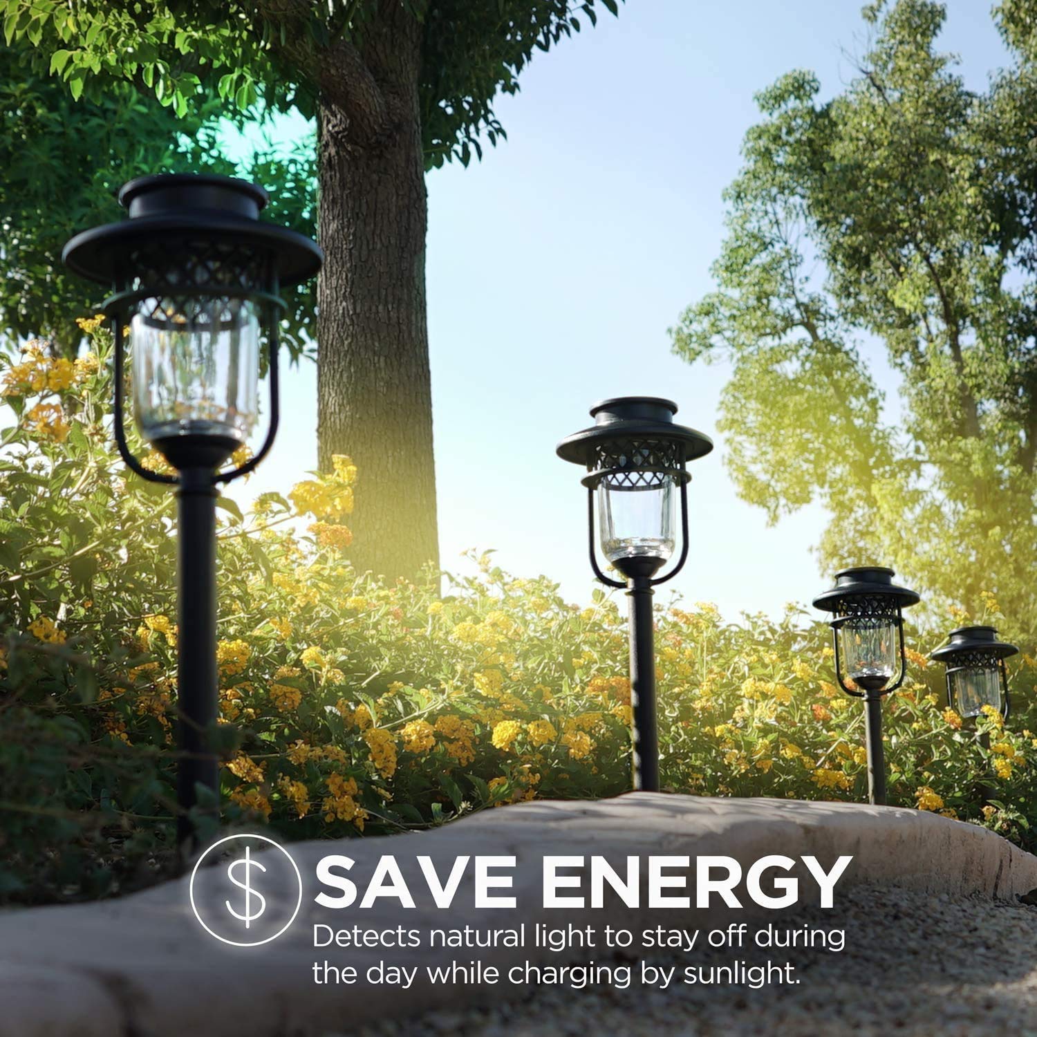Home Zone Security Pathway & Garden Solar Glass Lights Stainless Steel (8-Set)