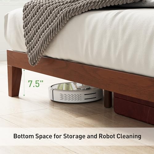 COLAMY 12 Inch Wood Platform Bed Frame,Sturdy Queen Size Bed Frame with Wood Slat Support, No Box Spring Needed, Easy Assembly, Espresso