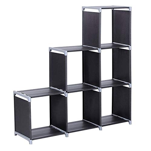 Cube Storage Organizer, 6/9 Cube Bookshelf, Closet Storage Shelves, Modular Bookcase, Plastic Cabinet Storage Shelving Bookshelf for Bedroom, Living Room, Home Office, Black (6 Cubes)
