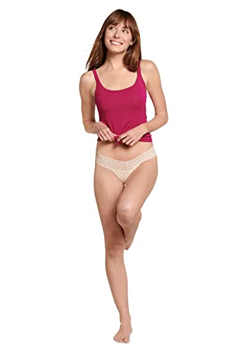 Jockey Women's Underwear Cotton Stretch Lace Thong, Dusty Sand, 2XL