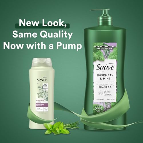 Suave Professionals Invigorating Shampoo for Dry and Damaged Hair Rosemary and Mint Paraben free and Dye free Hair 28 fl oz